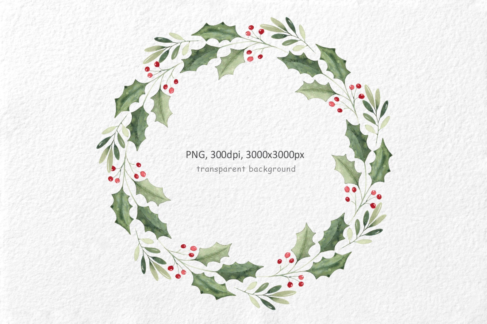 Christmas Wreath Clipart, Watercolor Wreath, Digital Download ...