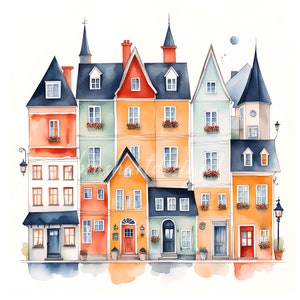 10 Scandinavian Houses, House Clipart, Card Making, High Quality JPG ...