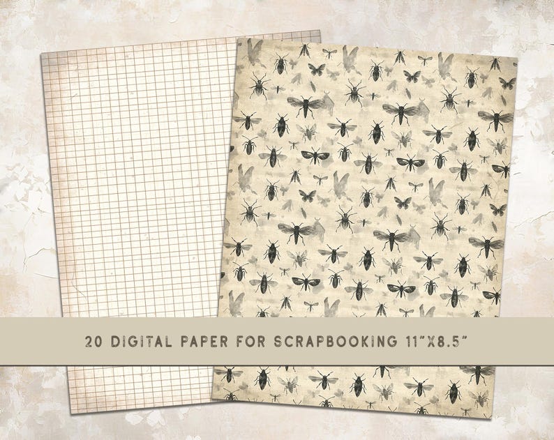 Botany & Bugs #1 Junk Journal Paper, Insects Scrapbooking, Botanical ...