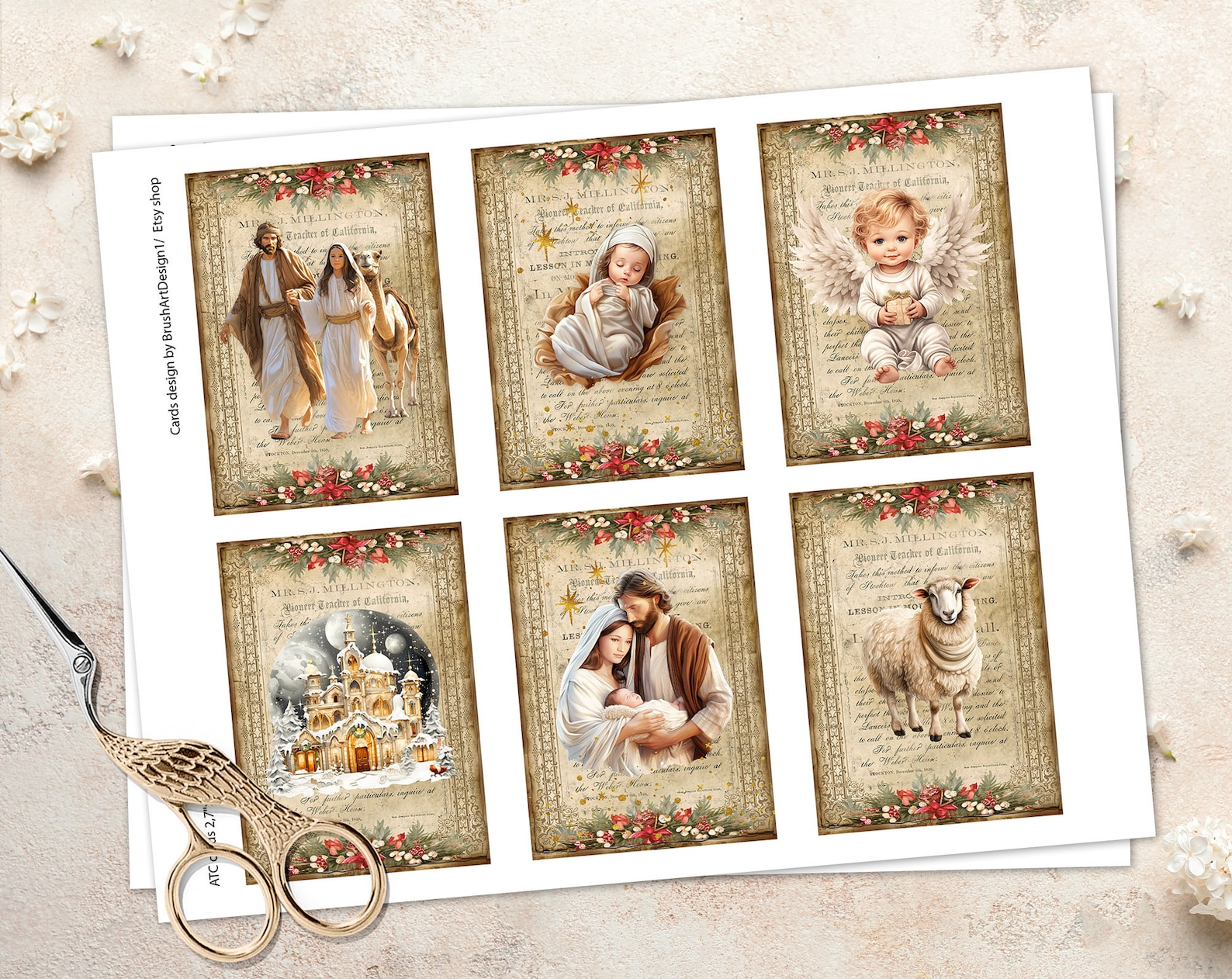 Christmas Printable Cards, Nativity Cards Packs Printables, Digital ...