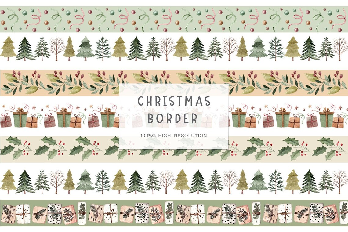 Christmas Border Clipart Holiday Borders Set Border - Etsy