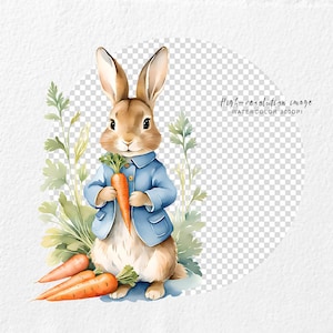 Peter Rabbit- 12PNG, Beatrix Potter Style, Spring Clipart, Bunny ...