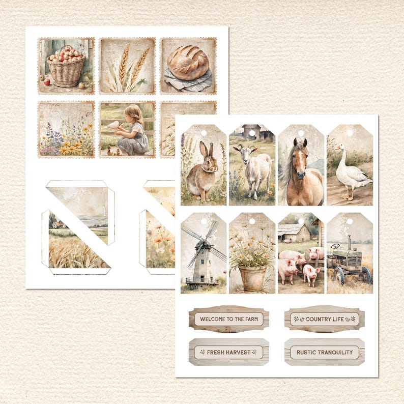 Farm Life Journal Kit, Scrapbook Printable Paper, Farmhouse Ephemera ...