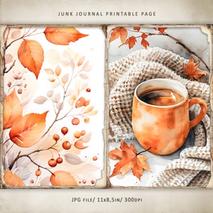 Cozy Autumn Junk Journal Kit With Watercolor Pages, Vintage Ephemera ...