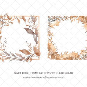 Pastel Flower Frames - 10 PNG, Watercolor Frames, Wedding Flower Frames ...