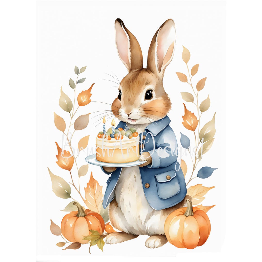 14 Autumn Peter Rabbit Clipart JPG, Beatrix Potter Style, Watercolor ...
