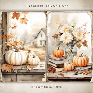 Rustic Autumn-1 Junk Journal Kit, Autumn Pumpkin Printable Pages ...