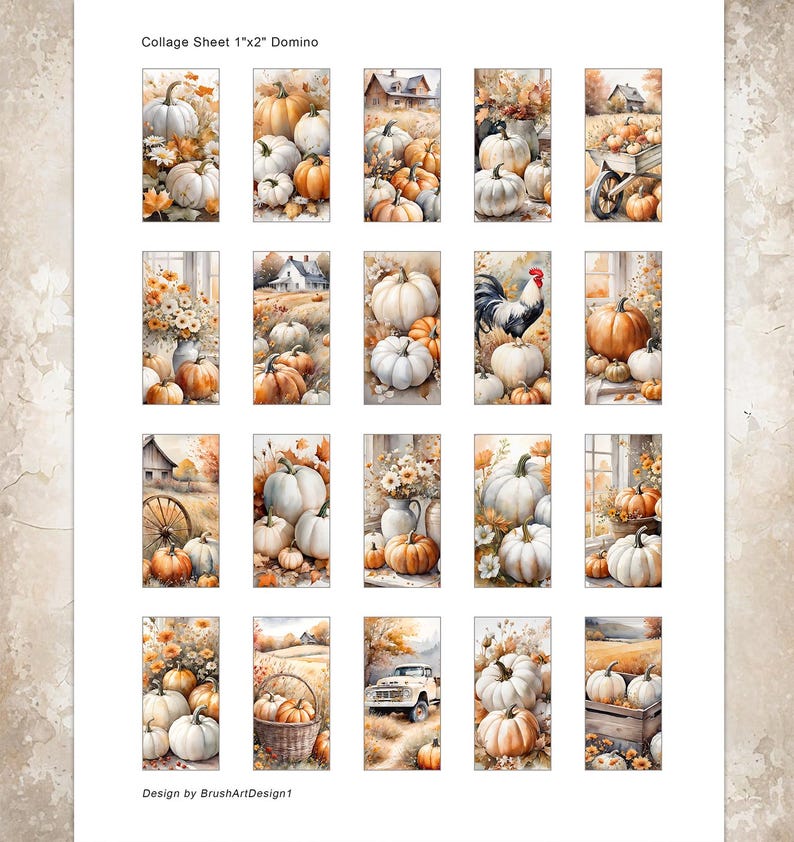 Autumn Pumpkins Collage Sheet Printable, Digital Collage Sheet 1"x2 ...