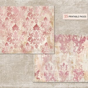 Vintage Pink Paper Printable Set, Pink Notebook Papers, Shabby Chic ...