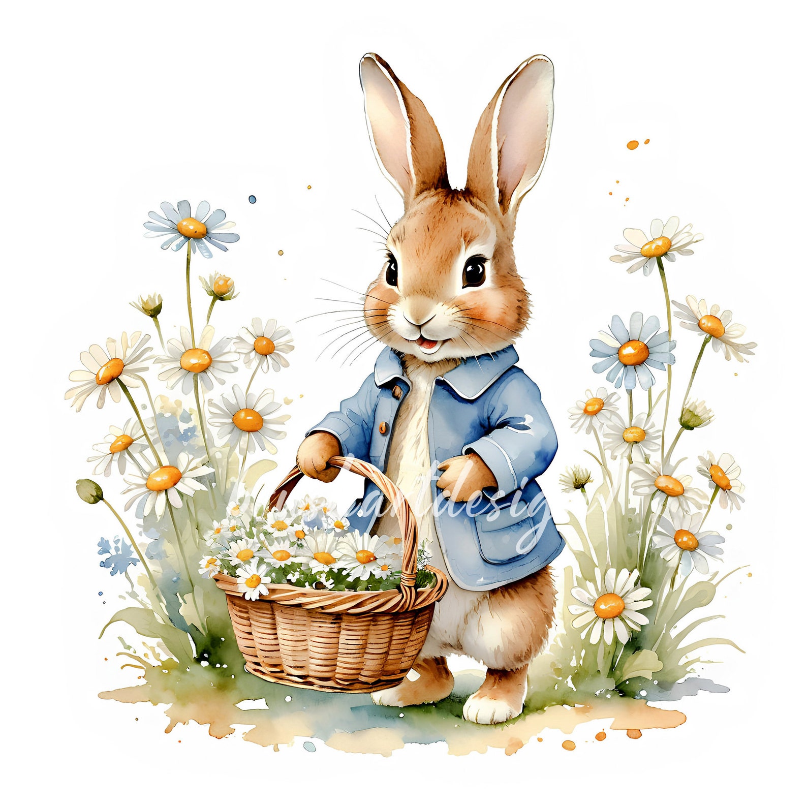12 Peter Rabbit and Daisies Clipart, Beatrix Potter Style (JPG) - Etsy