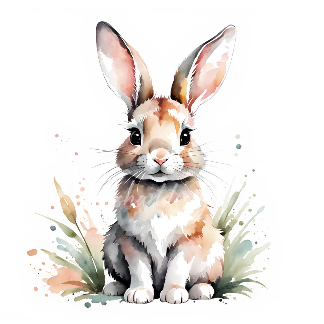 11 Cute Rabbit, Bunny Watercolor Clipart, Forest Animal, Card Making ...