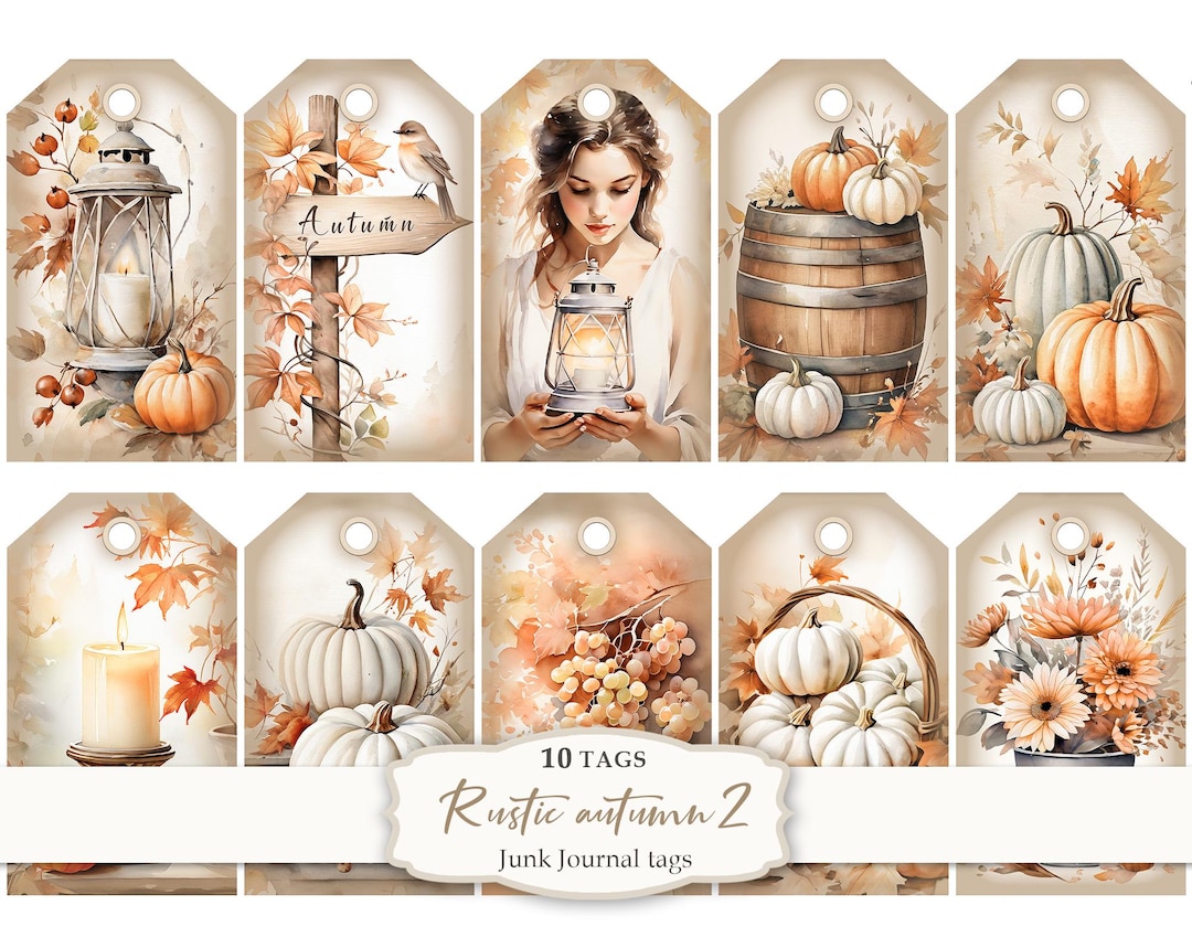 Tags Rustic Autumn-2, Fall Gift Tags, Pumpkins Labels, Journal Supplies ...