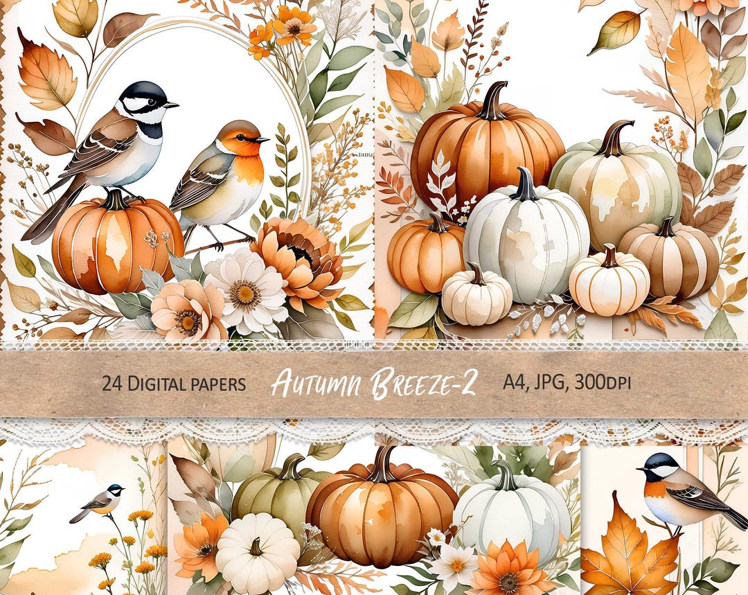 A4 Autumn Breeze-2 Paper Set, Autumn Watercolor Journal Pages ...