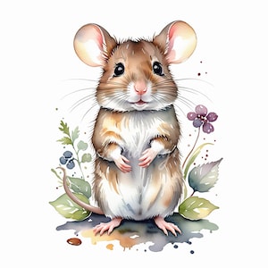 12 Cute Mouse, Mouse Clipart, Forest Animal, Card Making, High Quality ...