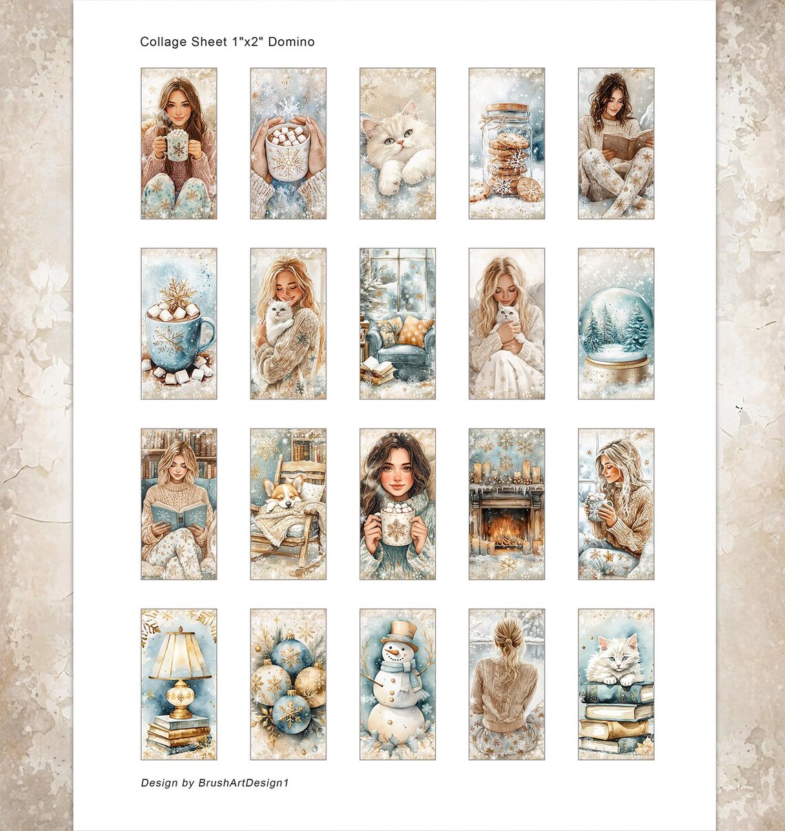 Cozy Winter-1 1x2 Inch Domino Digital Collage Sheet, Instant Printable ...