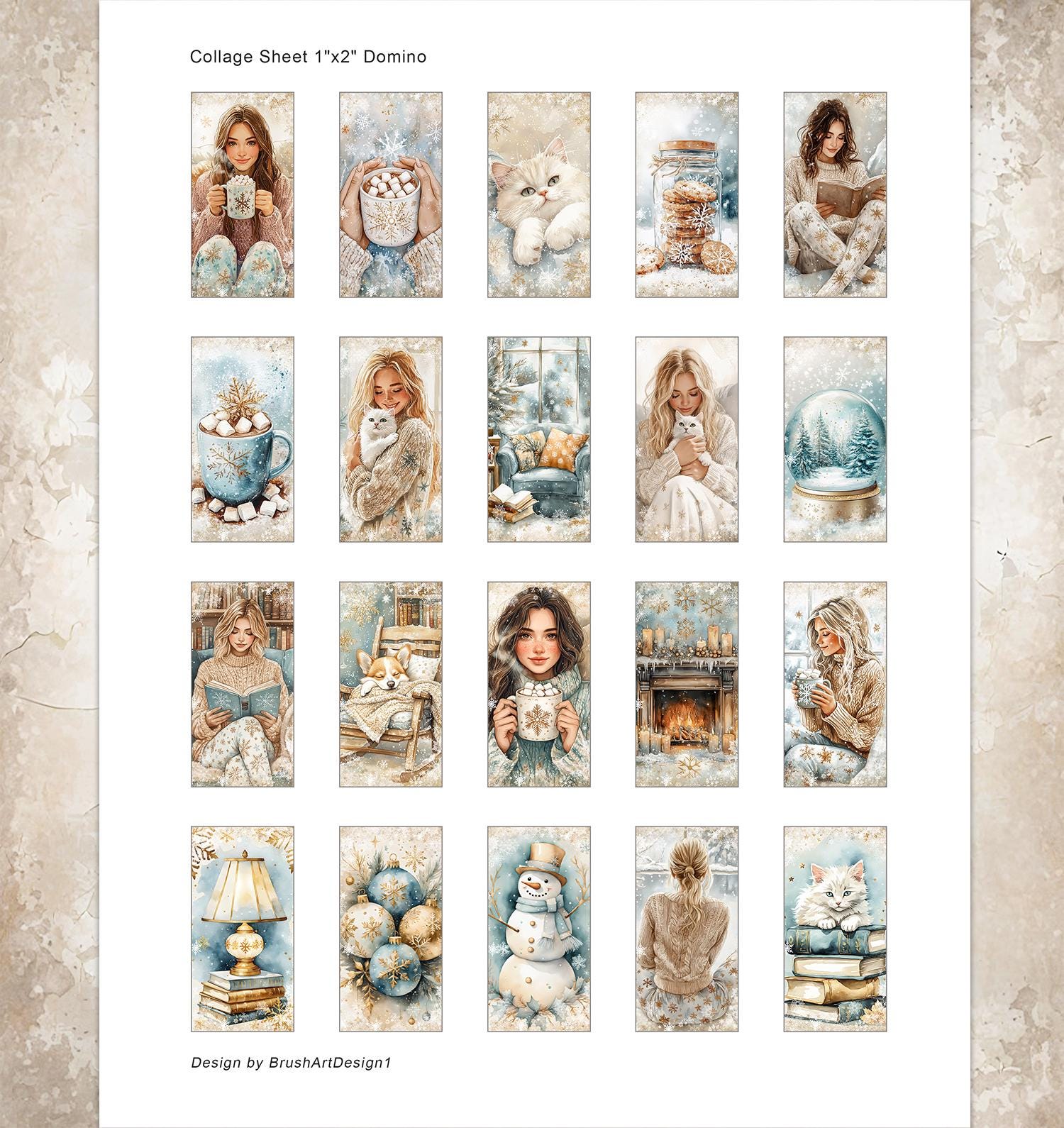 Cozy Winter-1 1x2 Inch Domino Digital Collage Sheet, Instant Printable ...