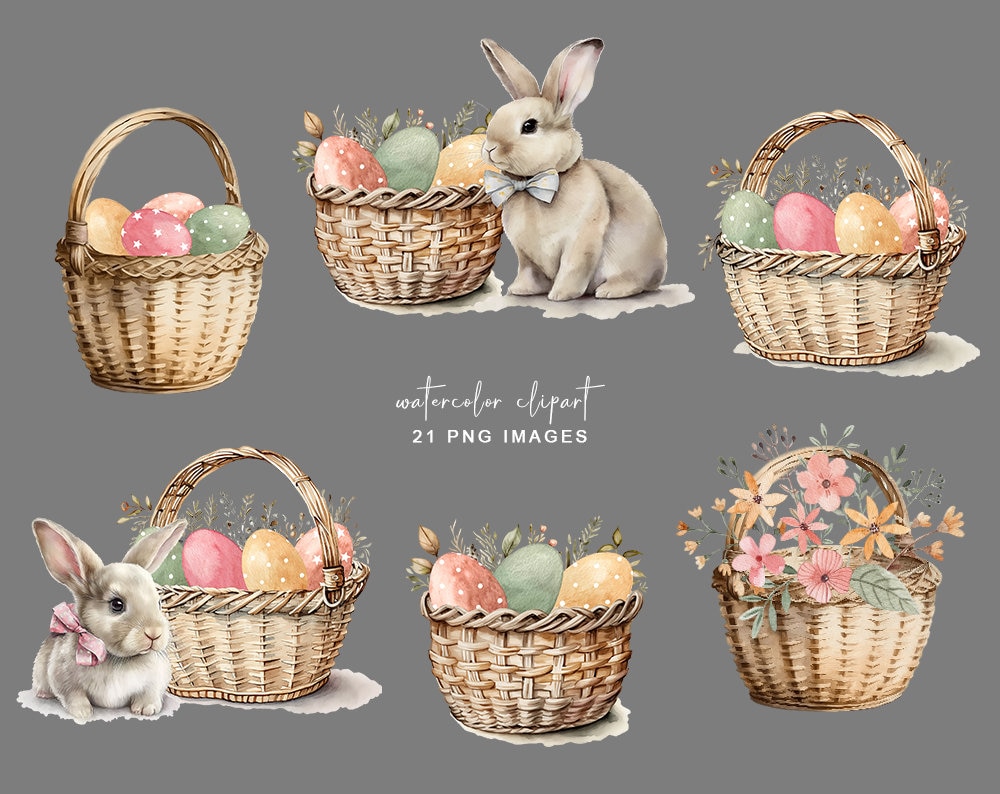 Easter Clipart Rabbits Easter Eggs Png Easter Decor Easter - Etsy