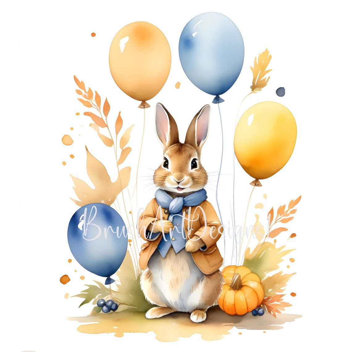 17 Autumn Peter Rabbit Clipart, Beatrix Potter Style, Balloons Birthday ...