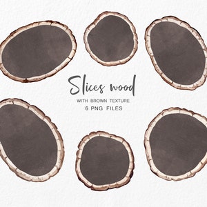 Watercolor Tree Slice Clipart- 24PNG, Wood Slice, Tree Clipart, Wooden ...