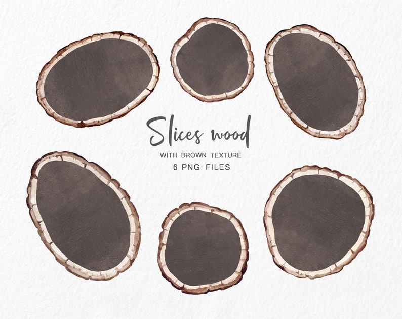 Watercolor Tree Slice Clipart- 24PNG, Wood Slice, Tree Clipart, Wooden ...