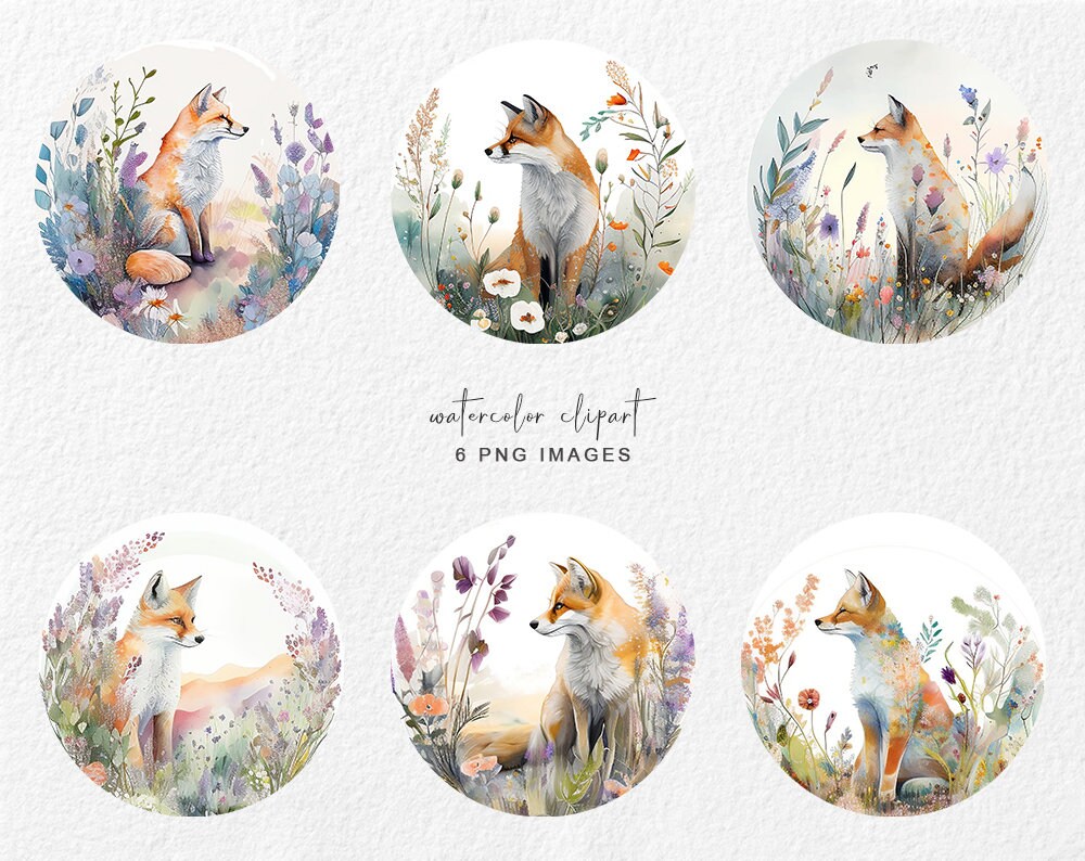 Watercolor Clipart of Forest Animals, Rabbit Clipart, Fox Clipart ...