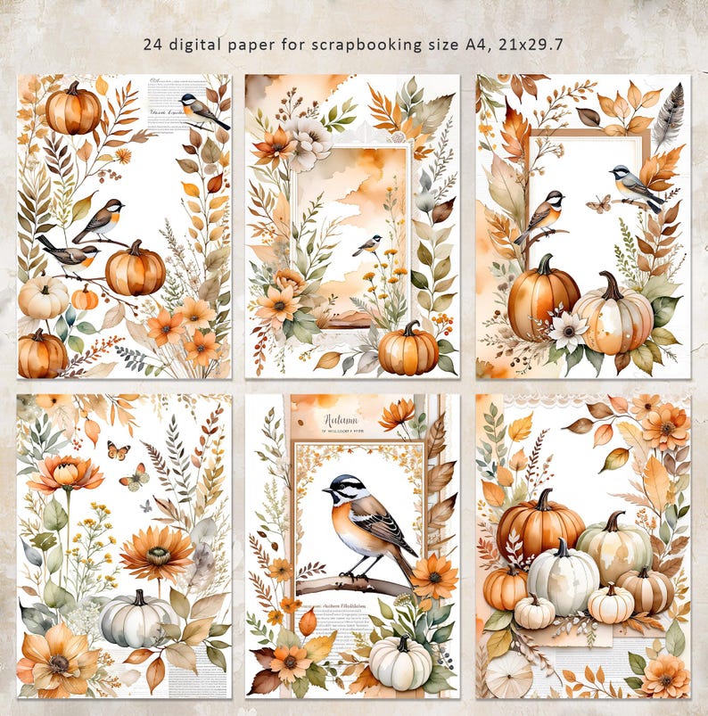 A4 Autumn Breeze-2 Paper Set, Autumn Watercolor Journal Pages ...