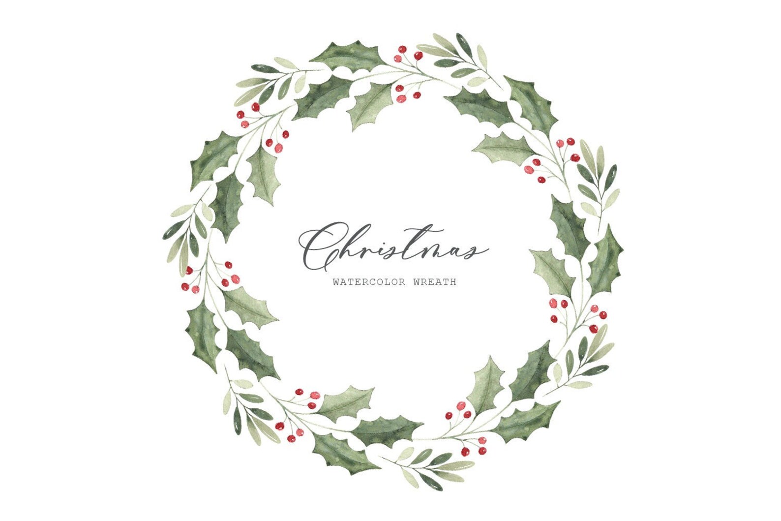 Christmas Wreath Clipart Watercolor Wreath Digital Download - Etsy
