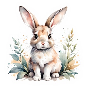 11 Cute Rabbit, Bunny Watercolor Clipart, Forest Animal, Card Making ...