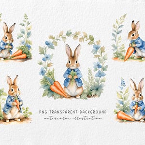 Peter Rabbit- 12PNG, Beatrix Potter Style, Spring Clipart, Bunny ...