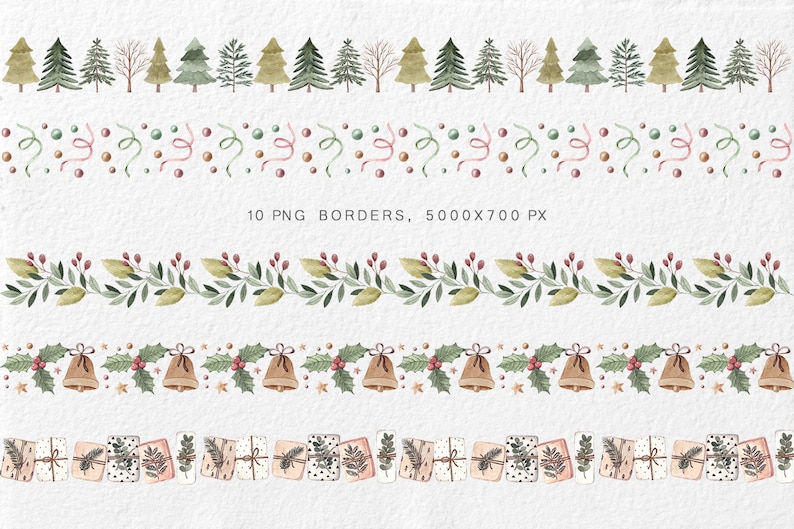 Christmas Border Clipart Holiday Borders Set Border - Etsy