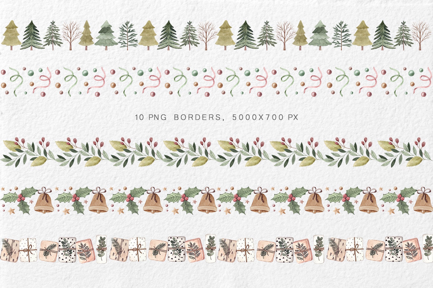 Christmas Border Clipart Holiday Borders Set Border - Etsy