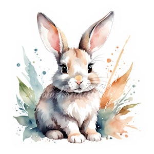 11 Cute Rabbit, Bunny Watercolor Clipart, Forest Animal, Card Making ...
