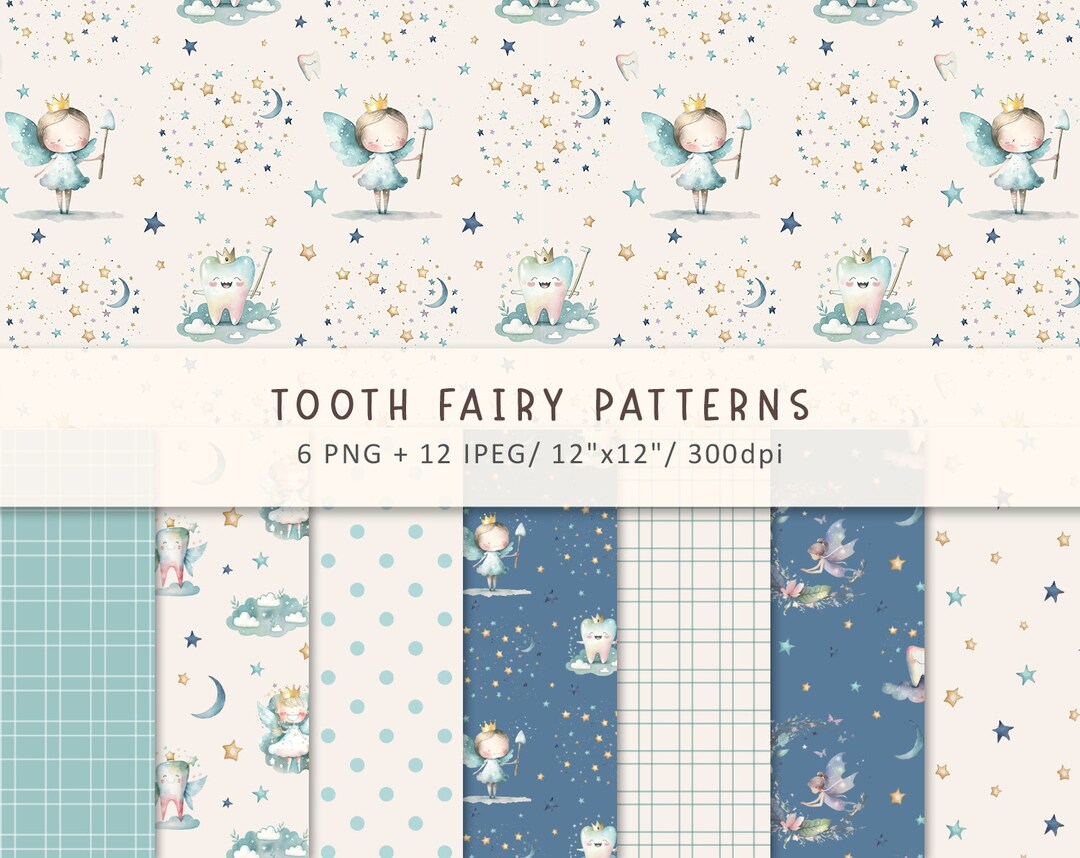 Tooth Fairy Baby Patterns, Watercolor Magic Patterns, Patterns With ...