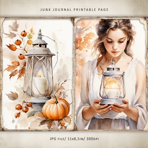 Rustic Autumn-2 Junk Journal, Autumn Pumpkin Printable Pages, Country ...