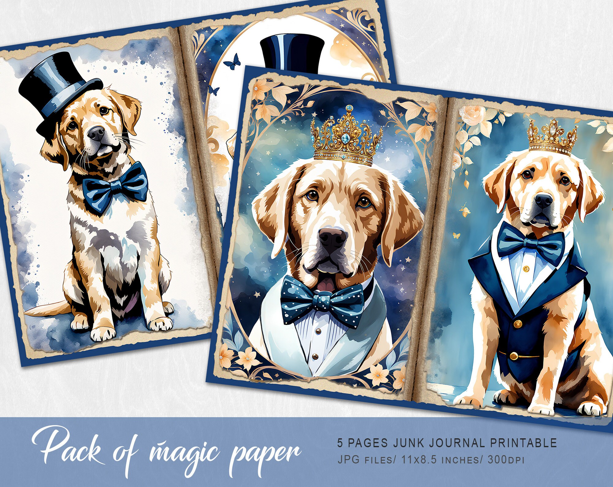 Vintage Dogs Junk Journal Kit, Labrador Dog Vintage Pages Junk Journal ...