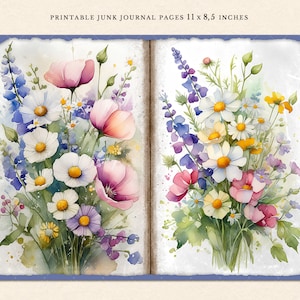 Spring Wildflowers- 10 Junk Journal Pages Kit, Floral Journal Page ...