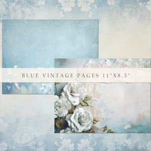 Blue Shabby Chic Paper- 22JPG, Vintage Romantic Paper, Junk Journal ...