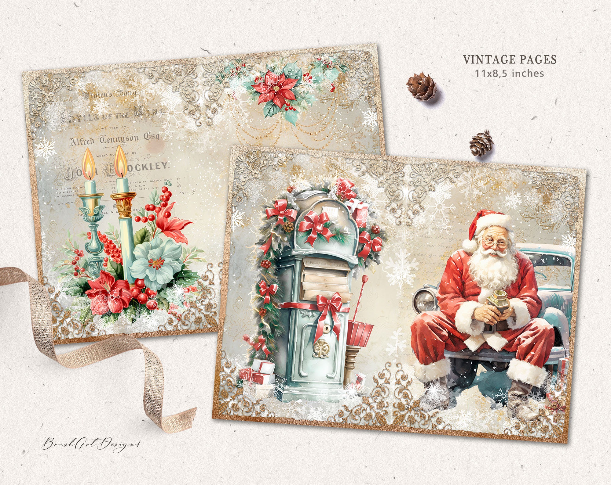 Christmas Junk Journal Kit, Retro Journal Pages, Vintage Journal Pages ...