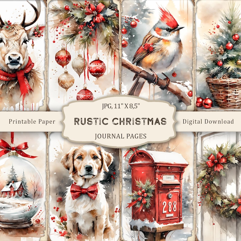 Rustic Christmas #1 Junk Journal Kit: Cozy Winter Printable Pages ...