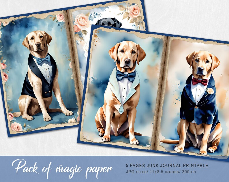 Vintage Dogs Junk Journal Kit, Labrador Dog Vintage Pages Junk Journal ...
