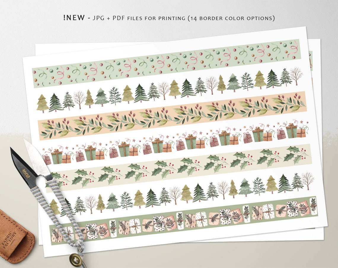 Christmas Border Clipart, Holiday Borders Set, Border Christmas Trees ...