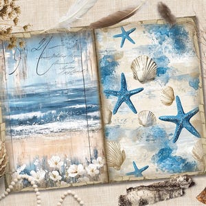 Blue Ocean Junk Journal Kit: Nautical Scrapbook Paper (digital Download ...