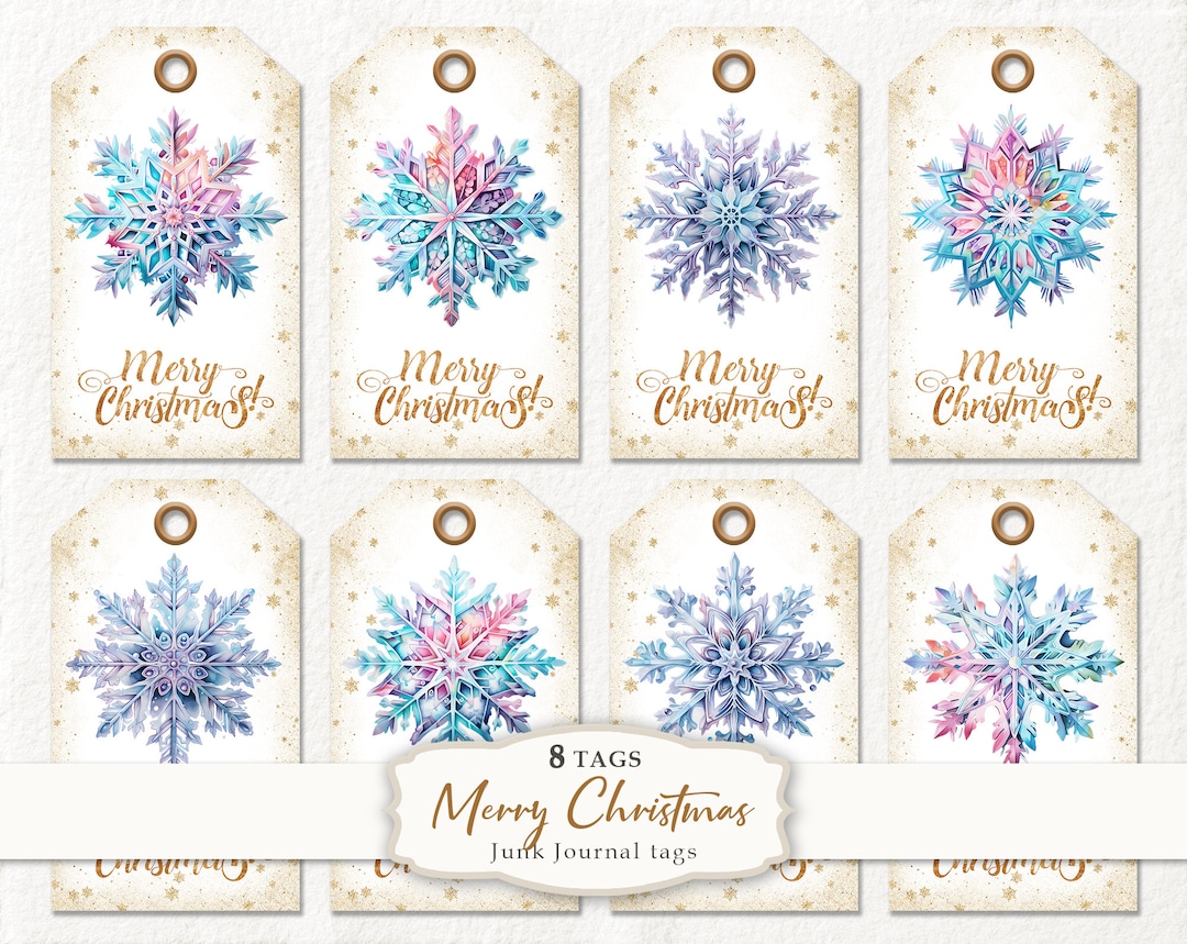 Snowflakes Christmas Journal Tags, Gift Tags, Vintage Christmas ...