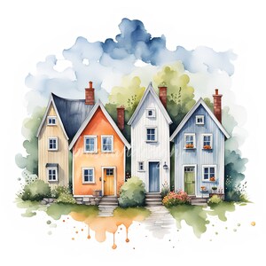 10 Scandinavian Houses, House Clipart, Card Making, High Quality JPG ...