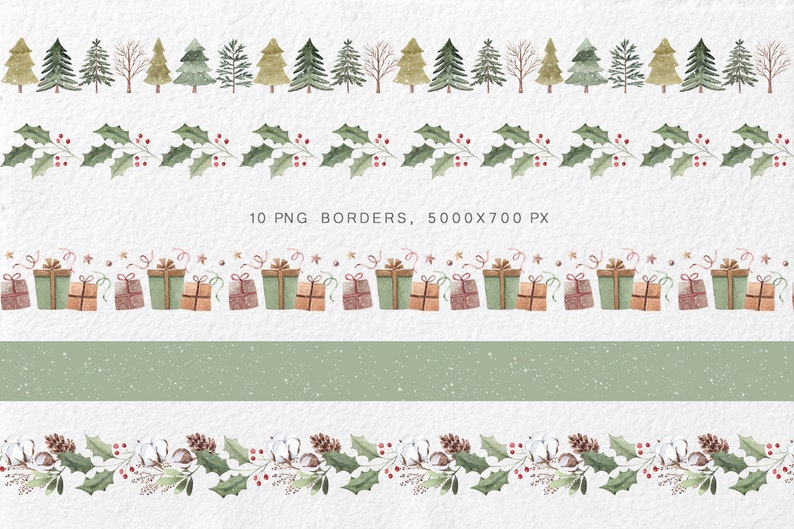 Christmas Border Clipart Holiday Borders Set Border - Etsy