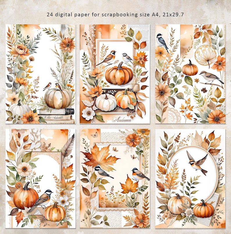 A4 Autumn Breeze-2 Paper Set, Autumn Watercolor Journal Pages ...