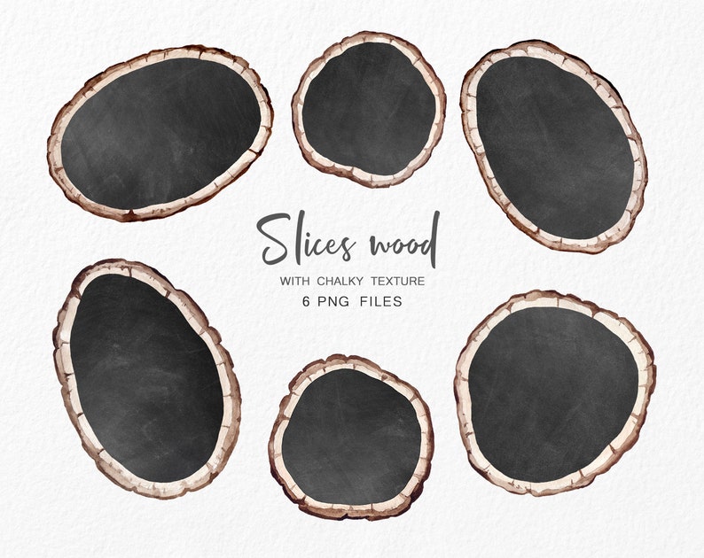 Watercolor Tree Slice Clipart- 24PNG, Wood Slice, Tree Clipart, Wooden ...