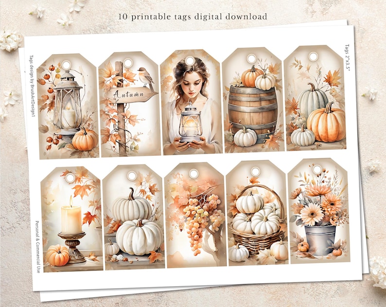 Tags Rustic Autumn-2, Fall Gift Tags, Pumpkins Labels, Journal Supplies ...