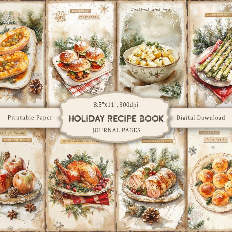 Holiday Recipe Templates - Etsy