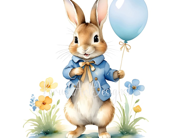 Happy Birthday Rabbit Clipart Watercolor | Happy Birthday Clipart ...